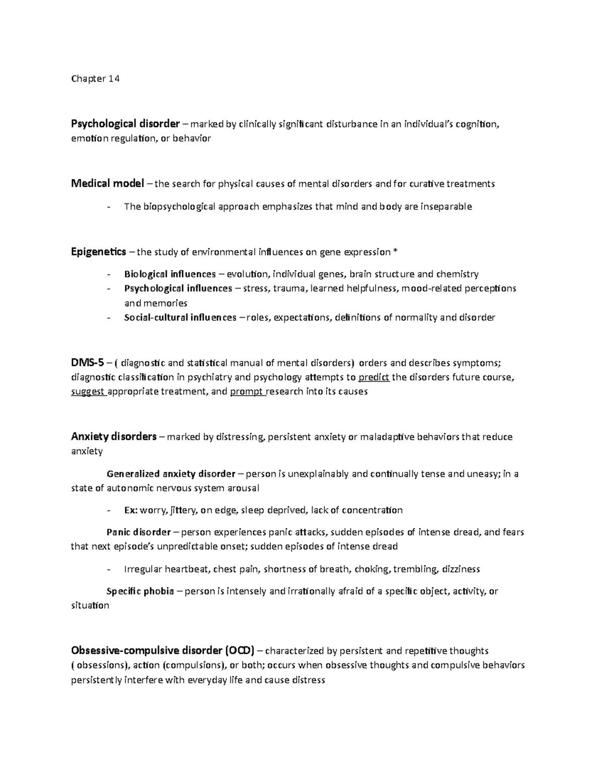 Chapter 14 - notes take from professor Paton class PowerPoints, for the ...