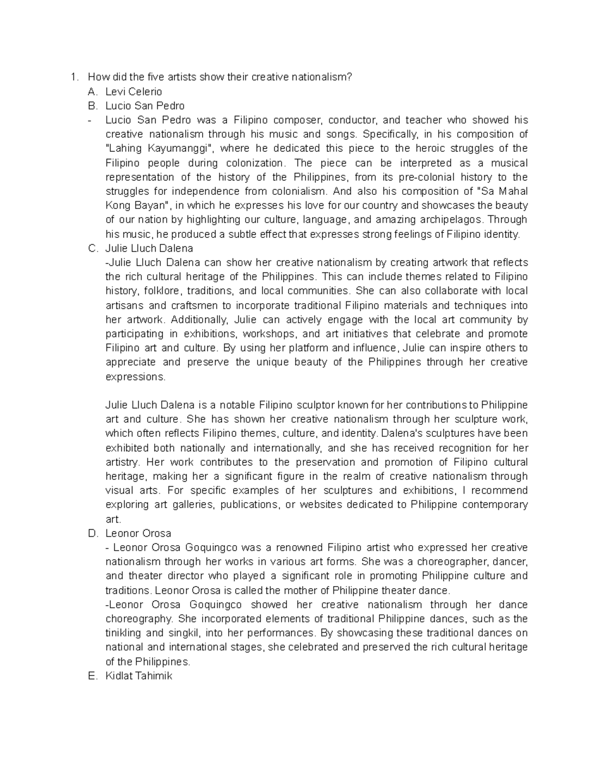 Sa Duyan ng Sining - How did the five artists show their creative ...