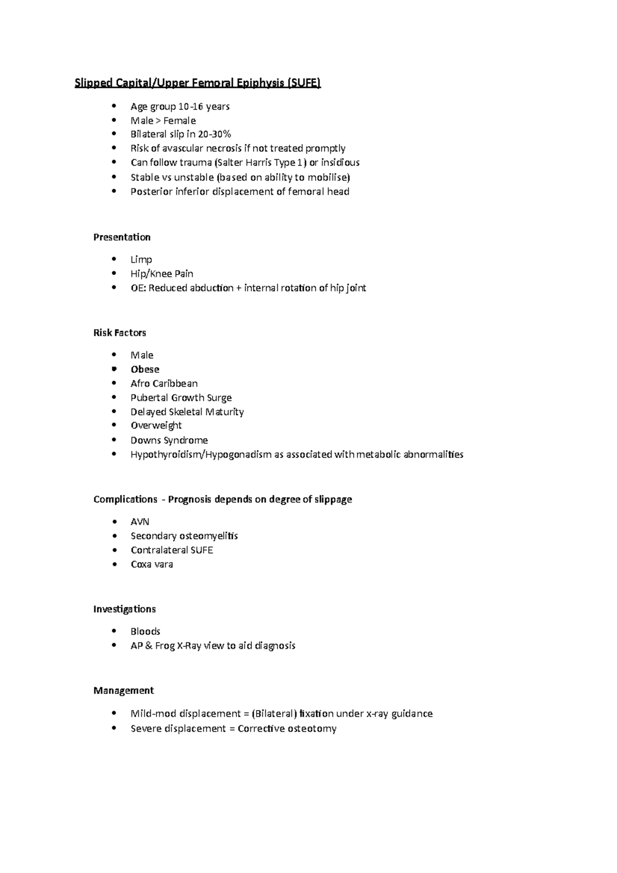Slipped Upper Femoral Epiphysis (SUFEs) - Slipped Capital/Upper Femoral ...