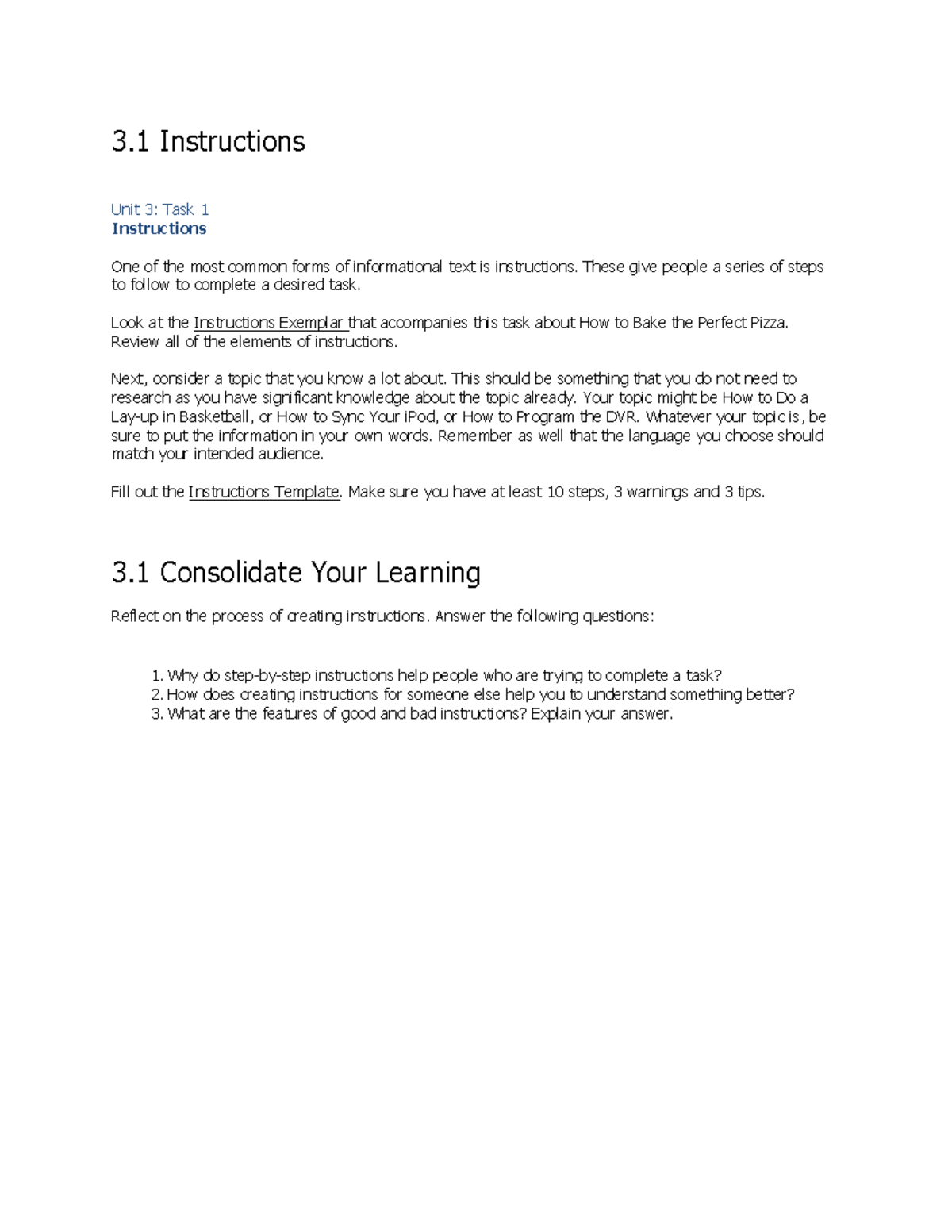 filled worksheet - 3 Instructions Unit 3: Task 1 Instructions One of the most common forms of ...