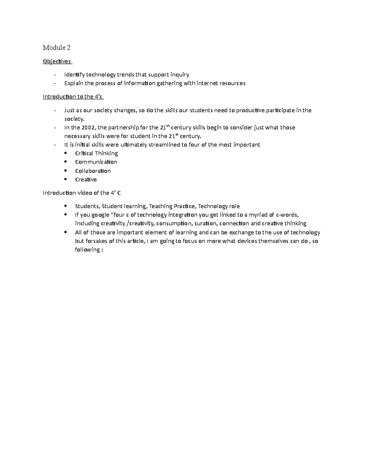 Module 2 - Lecture notes 2 - Module 2 Objectives - Identify technology ...