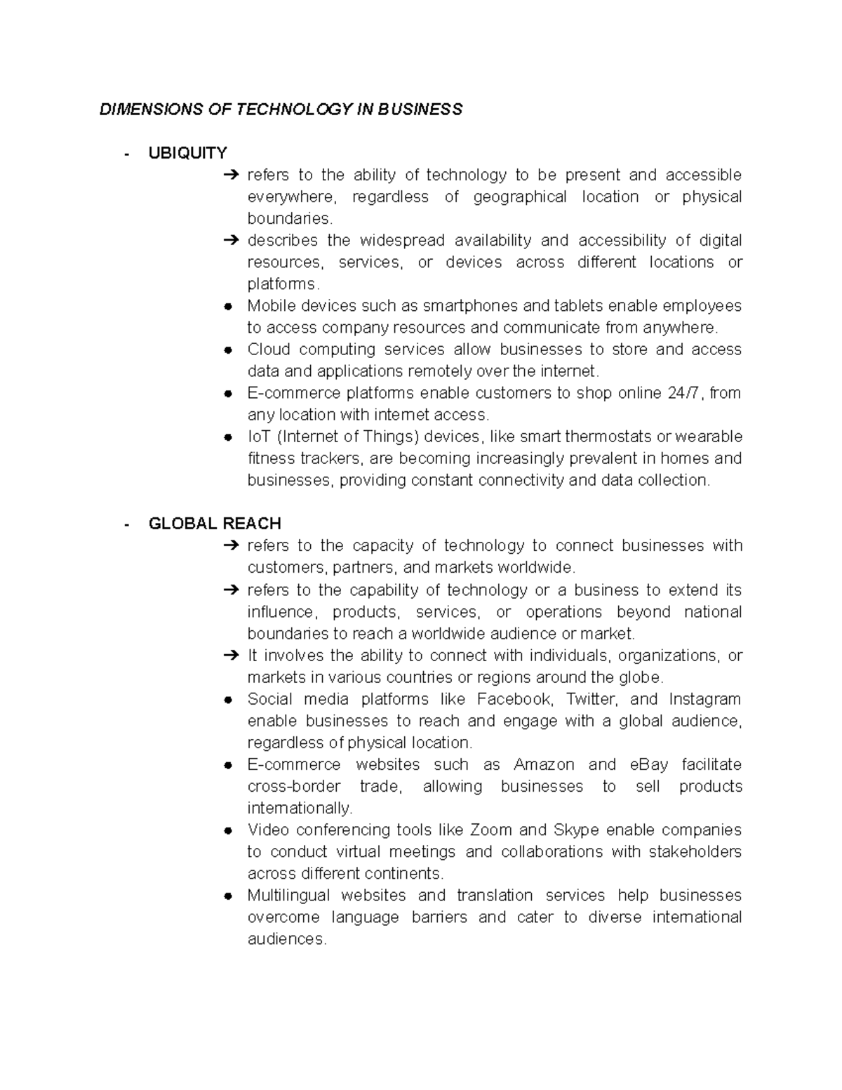 Dimensions OF Technology IN Business - DIMENSIONS OF TECHNOLOGY IN ...
