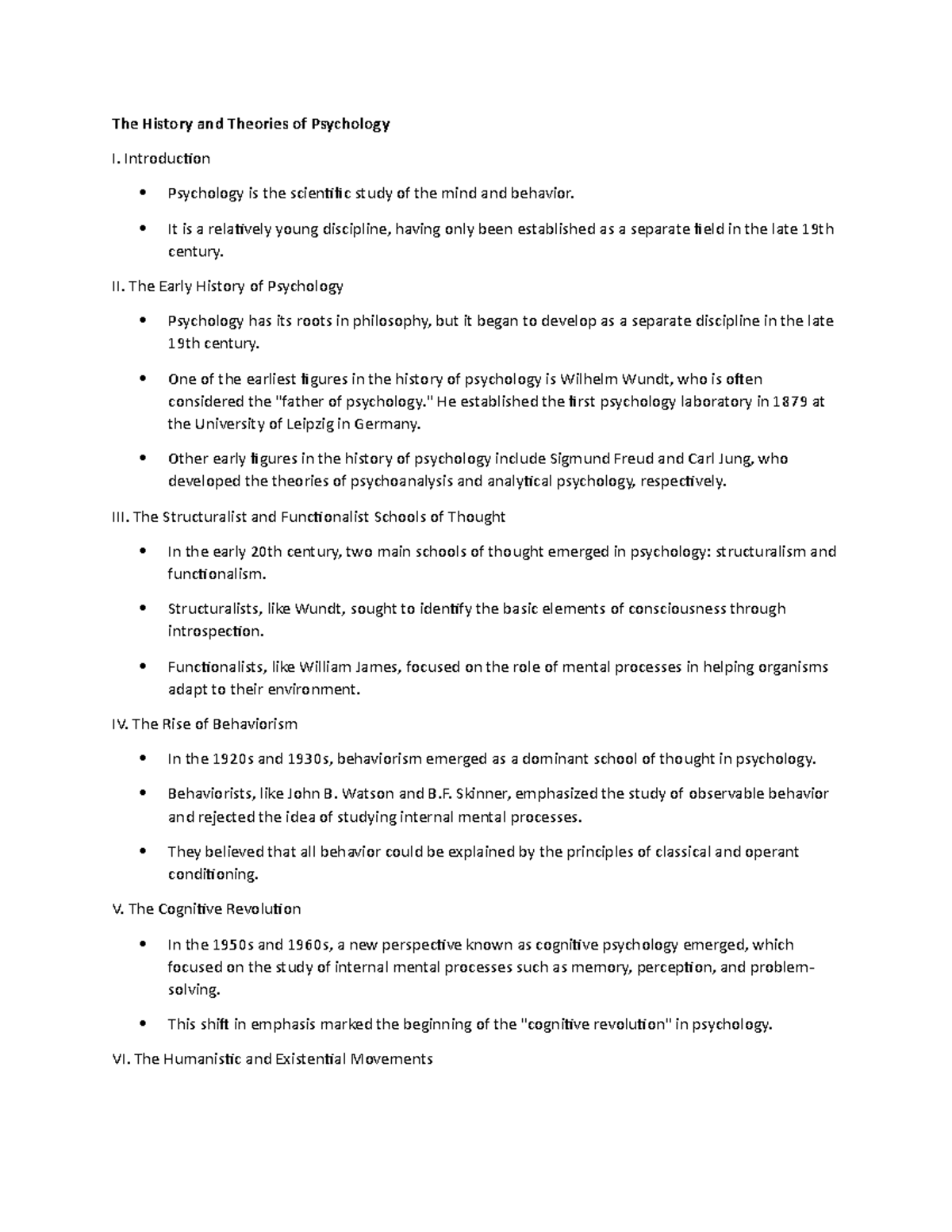 The History and Theories of Psychology - Introduction Psychology is the ...