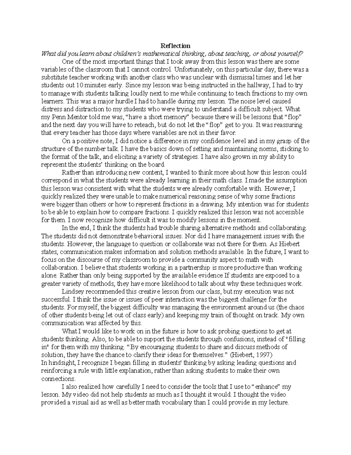 366700345-math-reflection - Reflection What did you learn about ...