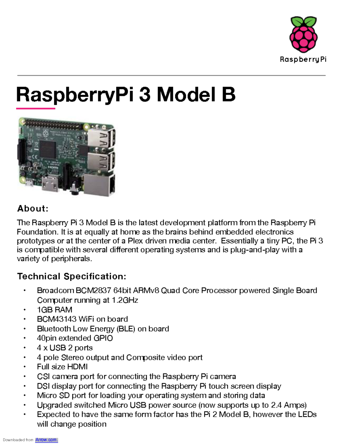 Raspberrypi 3 - RaspberryPi RaspberryPi 3 Model B Technical ...