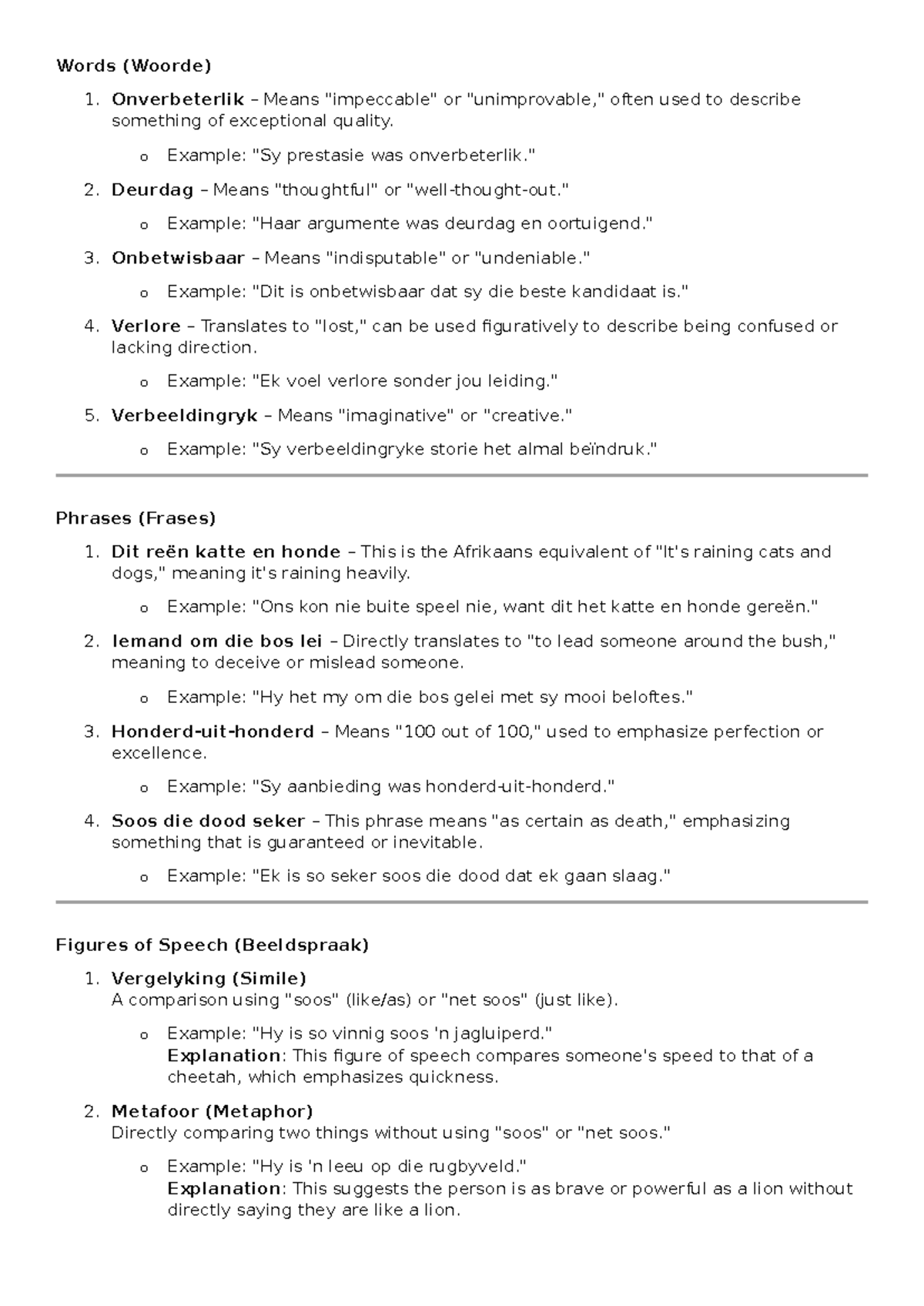 Gpt p3 words + phrases - notes on essay writing - Words (Woorde) 1 ...