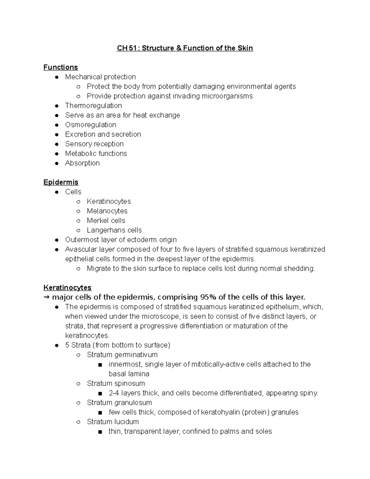 CH 51 Structure Function of the Skin - CH 51: Structure & Function of ...