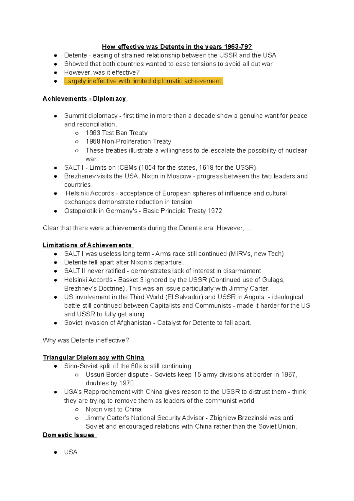 How effective was Detente 1960s - 79 - How effective was Detente in the ...
