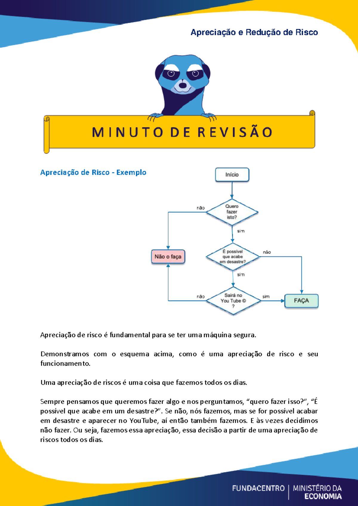Apreciação e Redução de Risco - MR01 - Apreciação de Risco - Exemplo ...