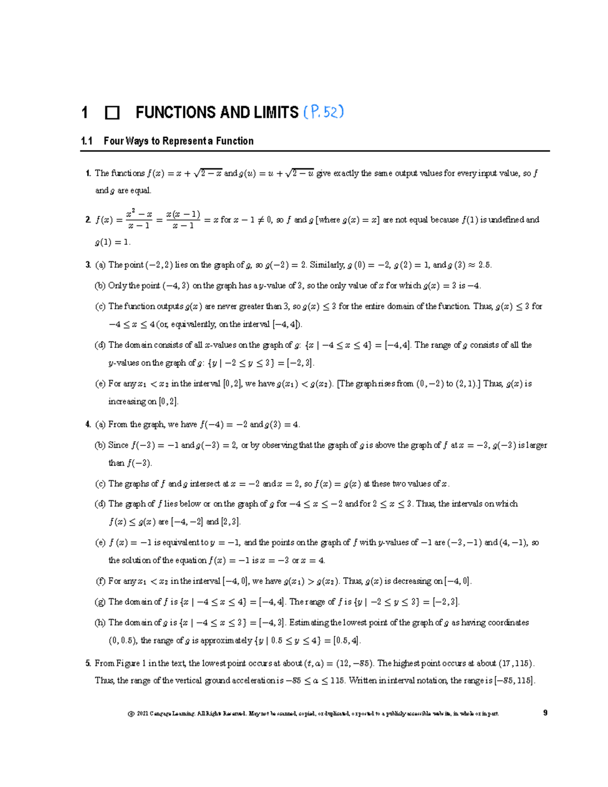 Stewart Calc9e SAG CH01 - 1 FUNCTIONS AND LIMITS 1 Four Ways to Represent a Function The ...