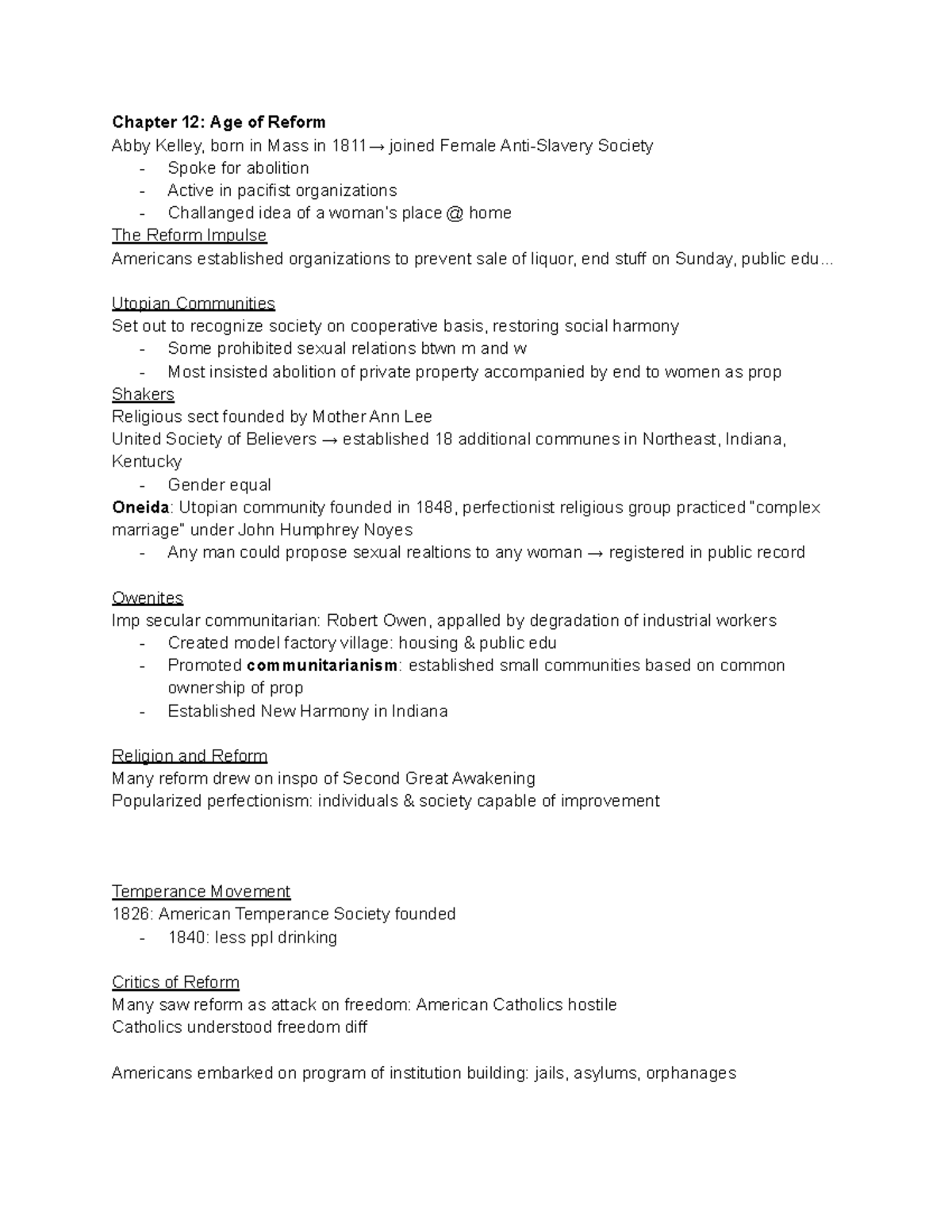 Chapter 12 Age of Reform - Chapter 12: Age of Reform Abby Kelley, born ...