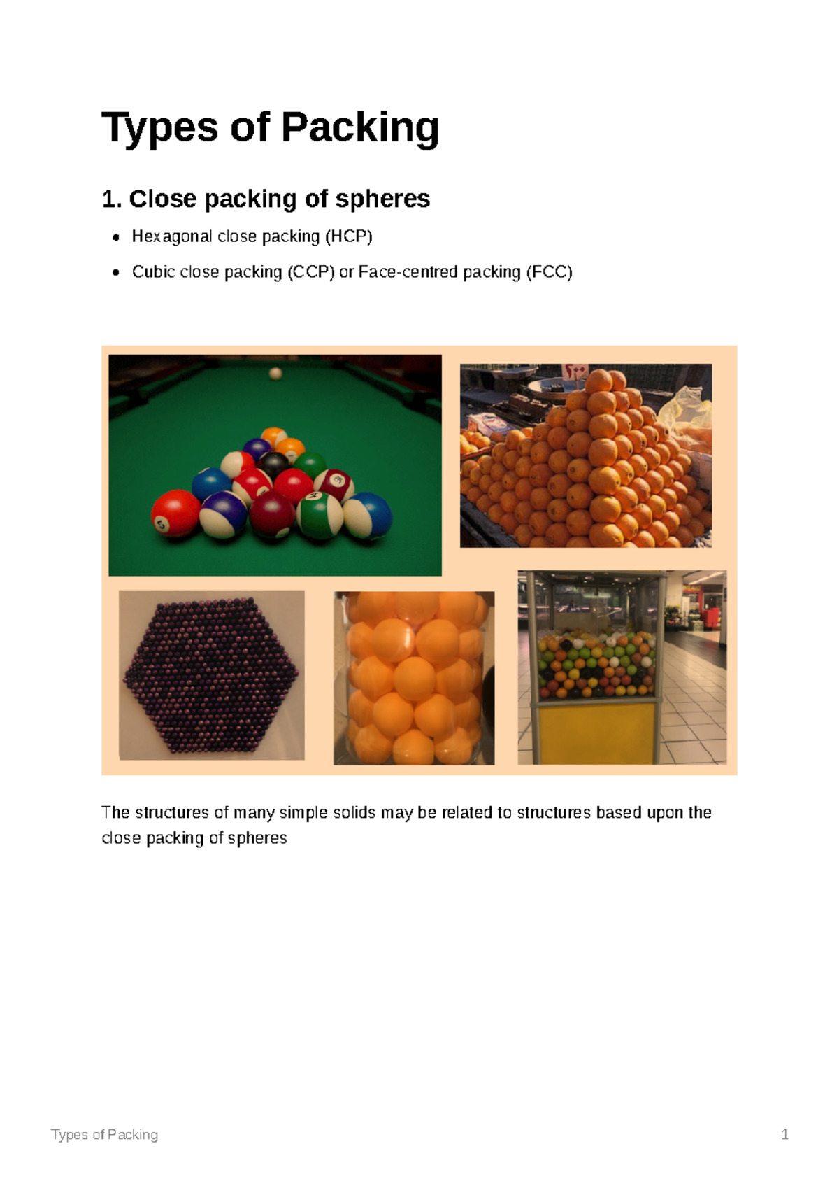 Types of Packing - CHEM10004 - Unimelb - Studocu