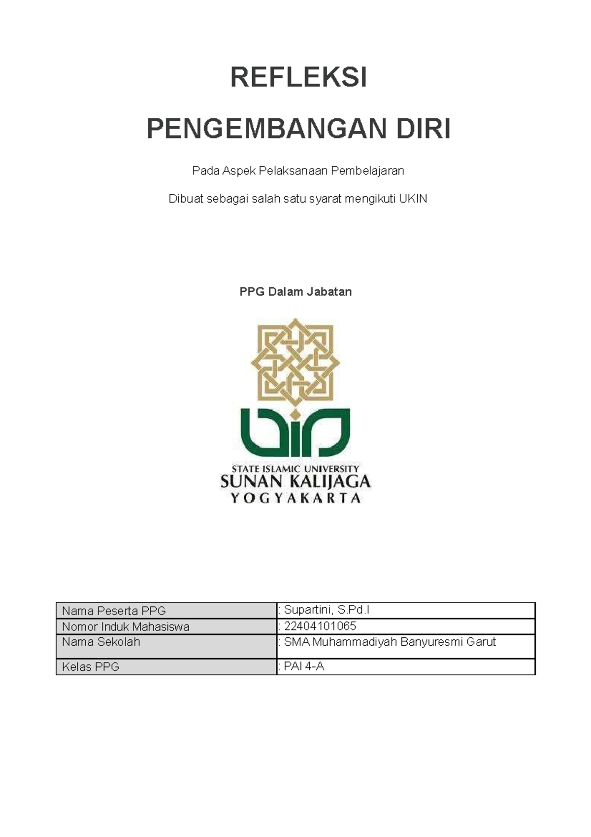 4. Refleksi LKPD - lkpd - REFLEKSI PENGEMBANGAN DIRI Pada Aspek ...