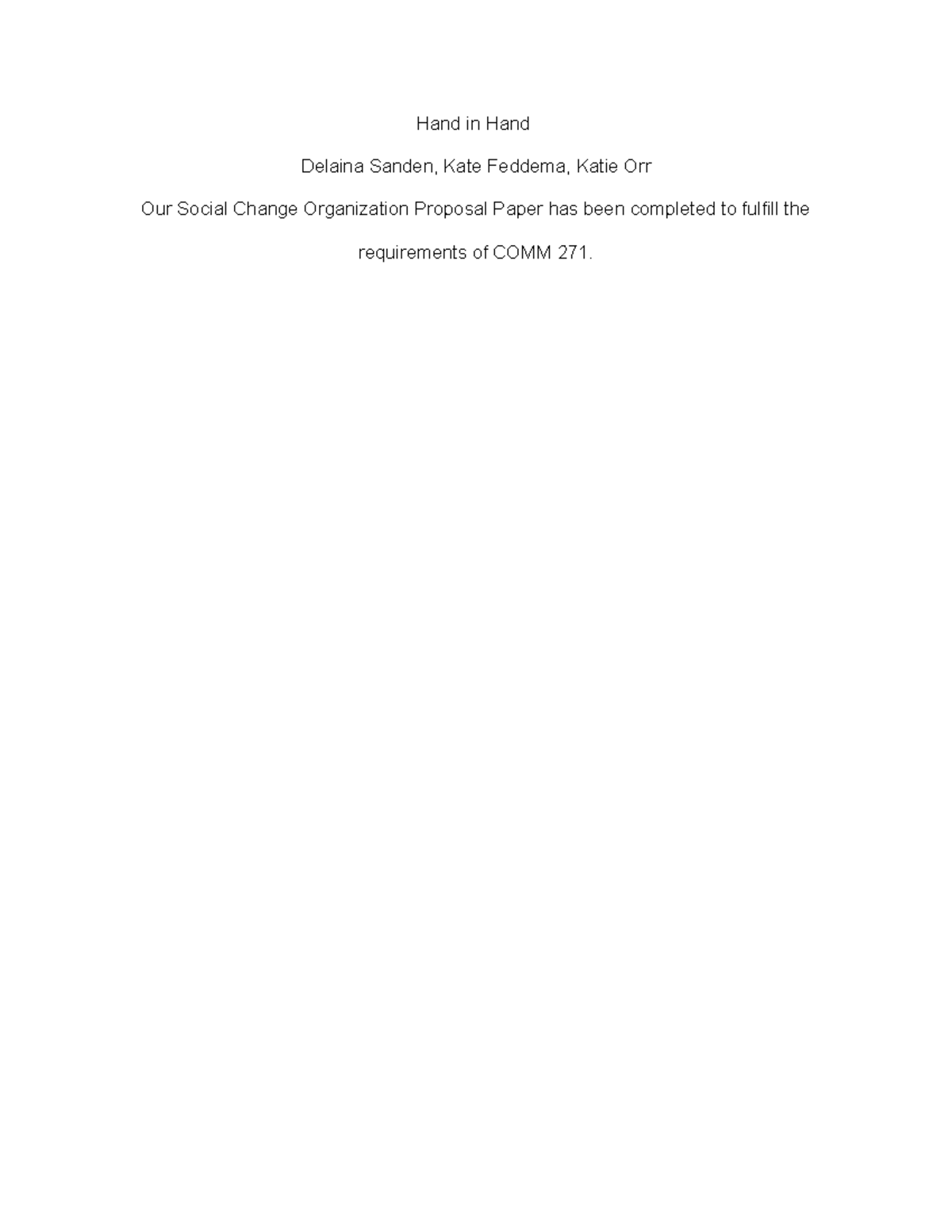 Social Change Organization Proposal Paper - INTRODUCTION, RATIONALE ...