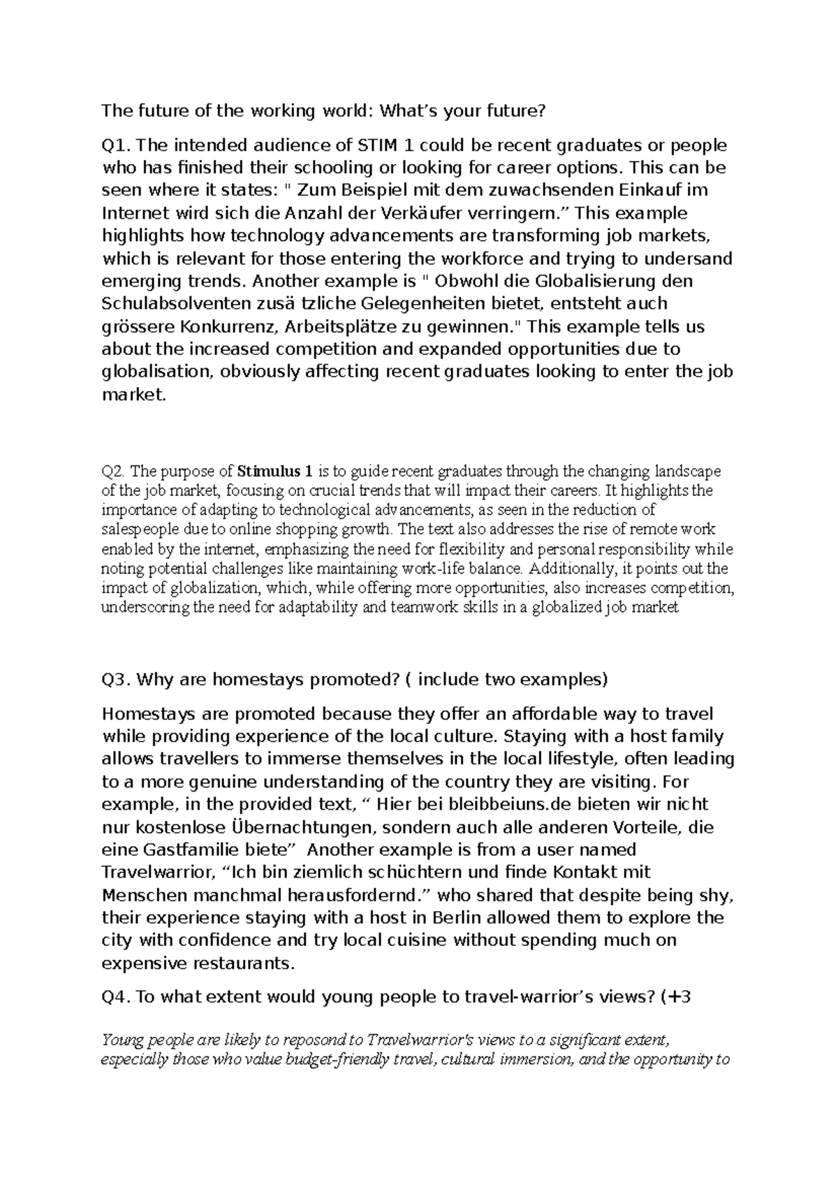 The future of the working world - The intended audience of STIM 1 could ...