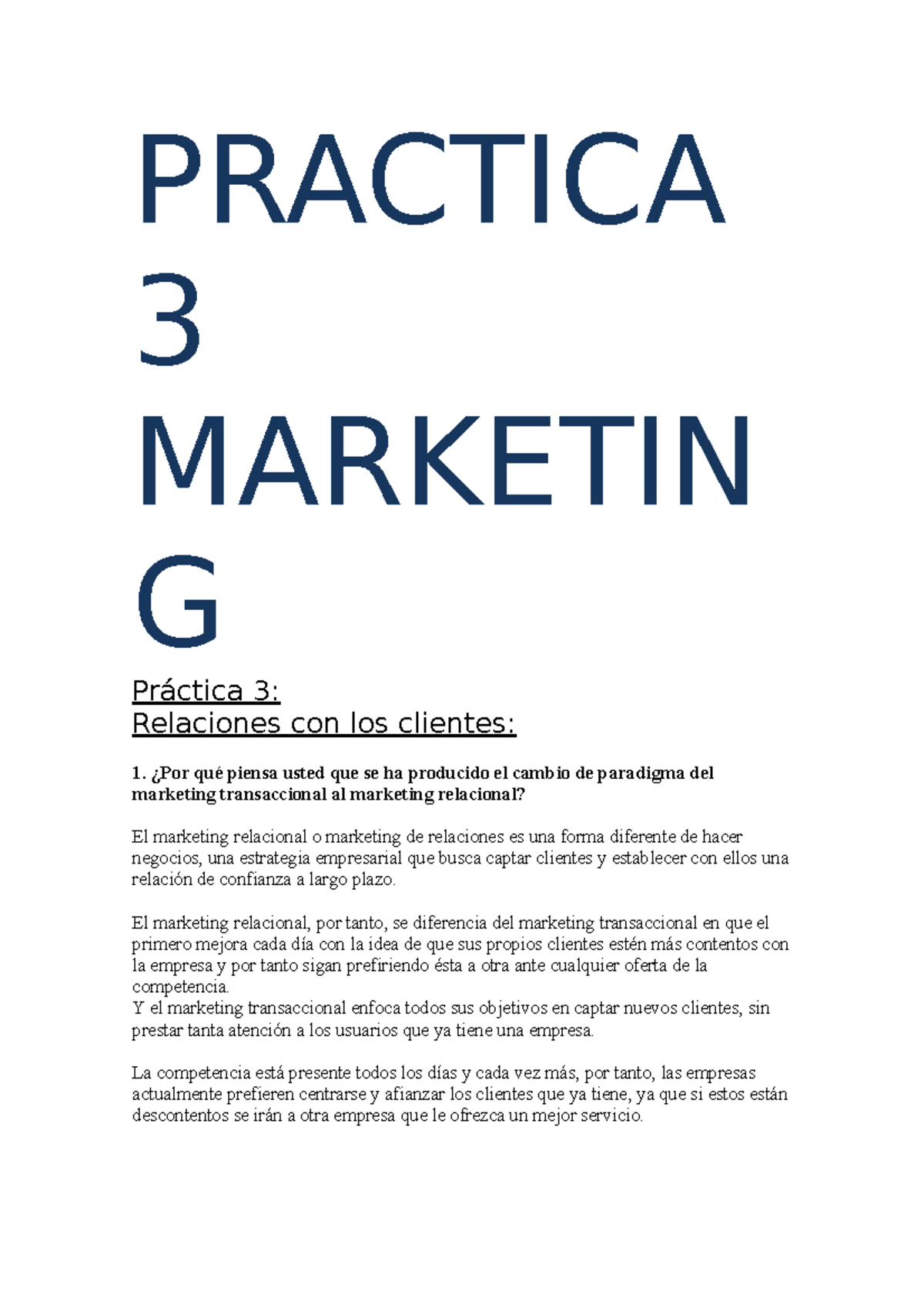 Practica 3 Marketing - PRACTICA 3 MARKETIN G Práctica 3: Relaciones con ...