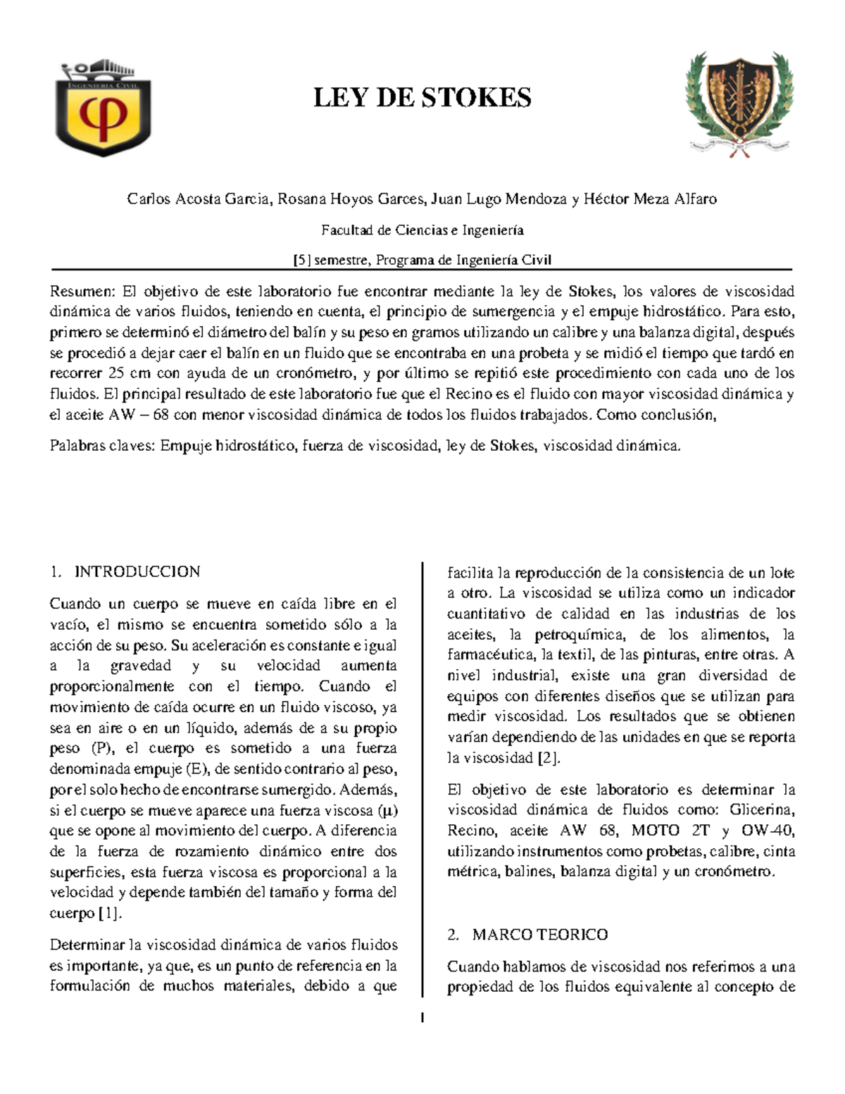 LEY DE Stokes - err - LEY DE STOKES Carlos Acosta Garcia, Rosana Hoyos ...
