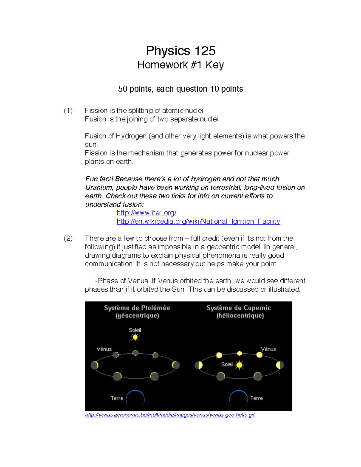 125 2014-2015 Homework 1 - Solutions - Physics 125 Homework #1 Key 50 ...