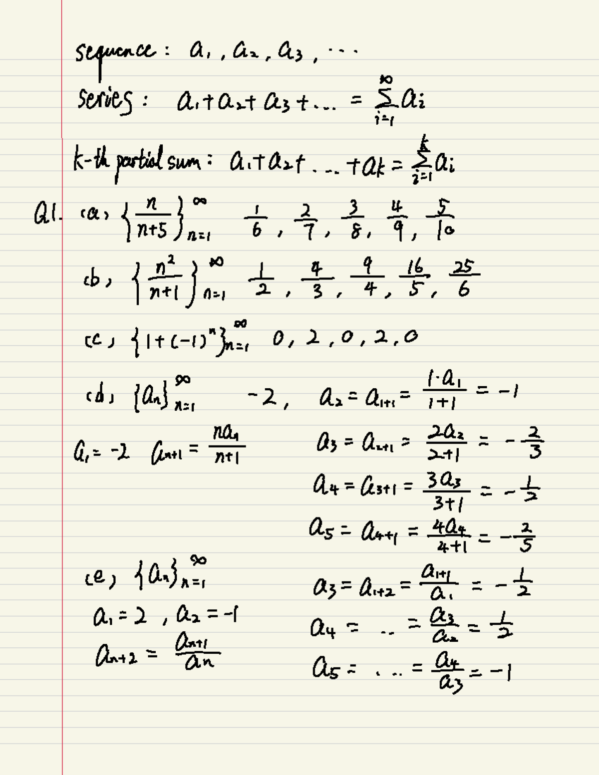MH1811 T6 - sequence: a, A2, G3, 8 series : a A3 t partial sum: A tak Ai Q1 (a) 234 5 6 , 7, 8,9 ...