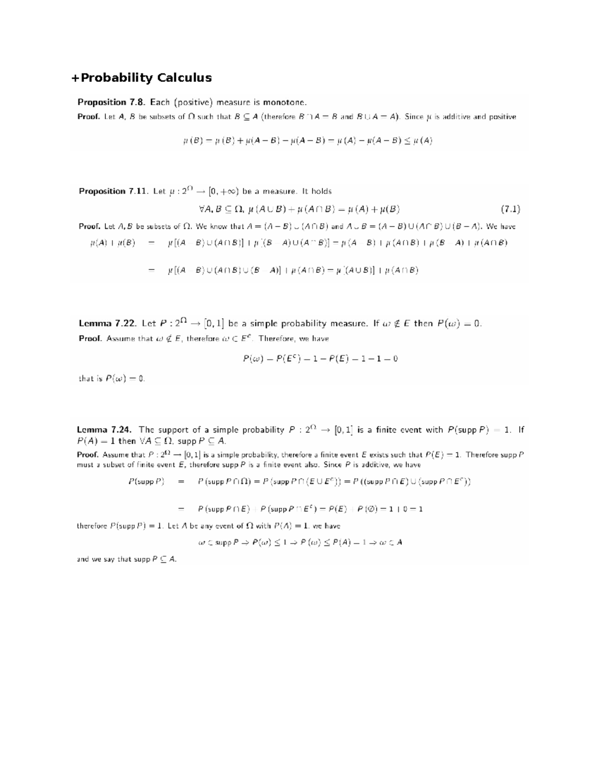 Mathematics 2 - Second Partial Proofs - Calculus Proposition 7. Each ...