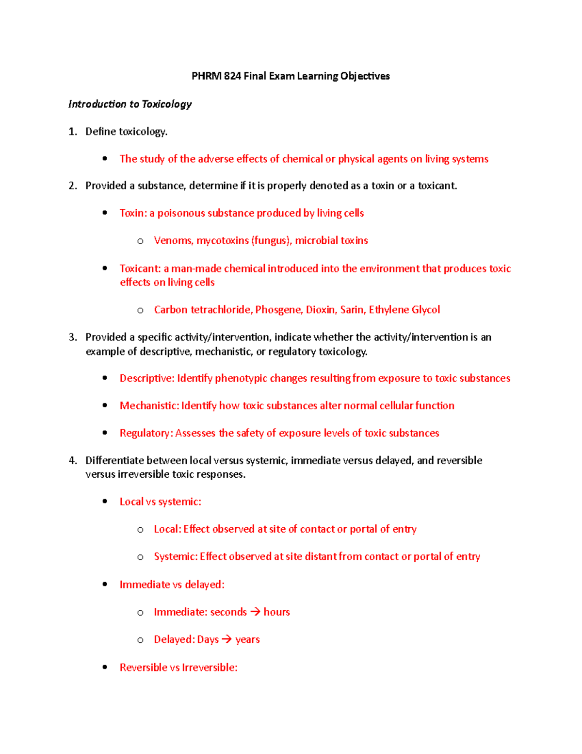 PHRM 824 Final Exam Learning Objectives - PHRM 824 Final Exam Learning ...