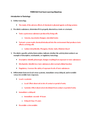 PHRM 824 Exam 4 Study Guide - PHRM 824 Exam 4 Learning Objectives ...