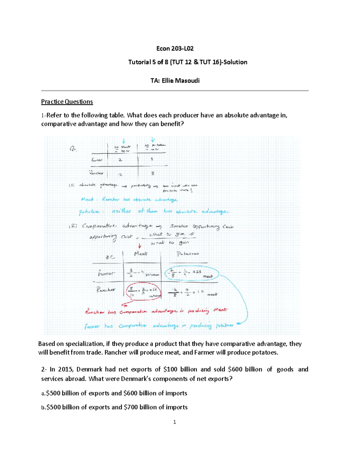 Tutorial 5 of 8 (TUT 12 & TUT 16) Ellie Solution - Econ 203-L Tutorial 5 of 8 (TUT 12 & TUT ...