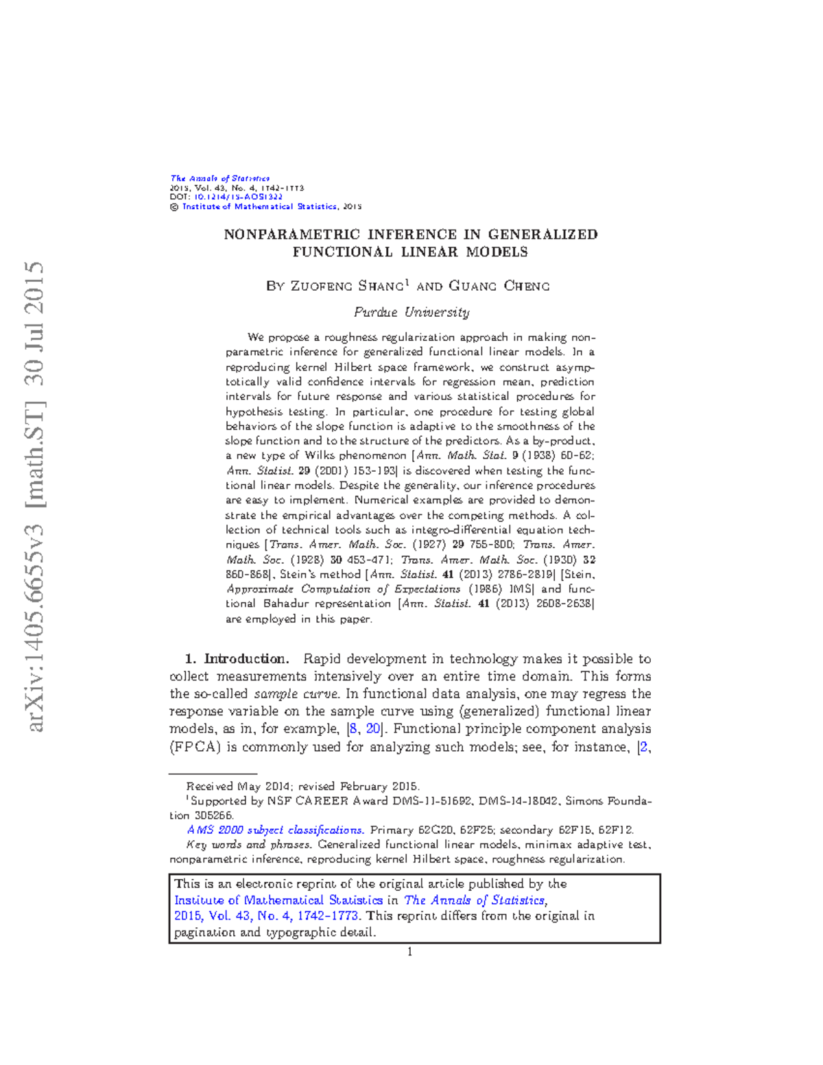 1405 - Cours - arXiv:1405 [math] 30 Jul 2015 The Annals of Statistics ...