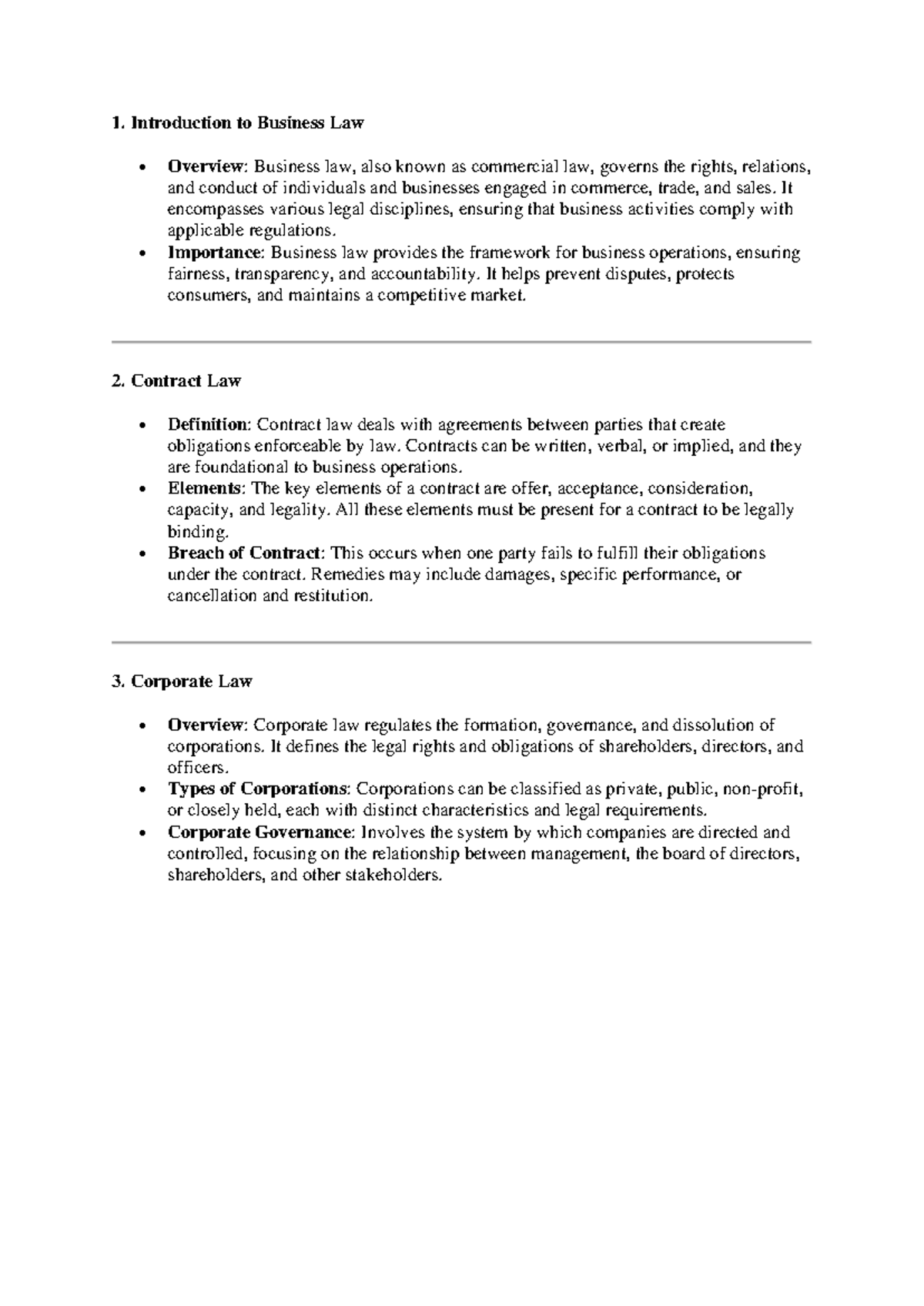 Introduction to corporate and contract business law - Introduction to ...