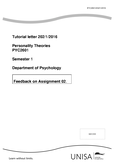 PYC2601 - Unisa - Personality Theories - Studocu