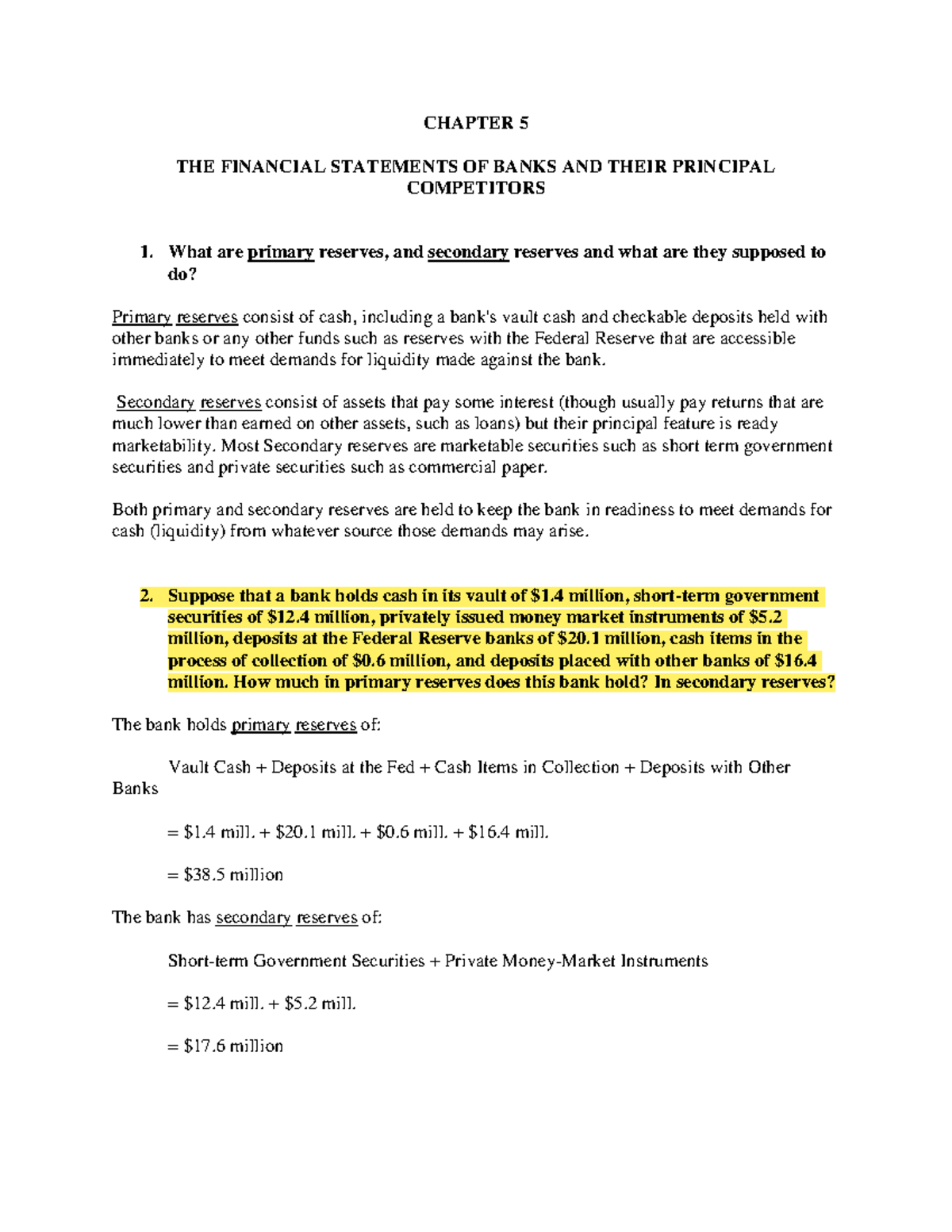 Chapter 5 The Financial Statements of Banks and Their Principal ...