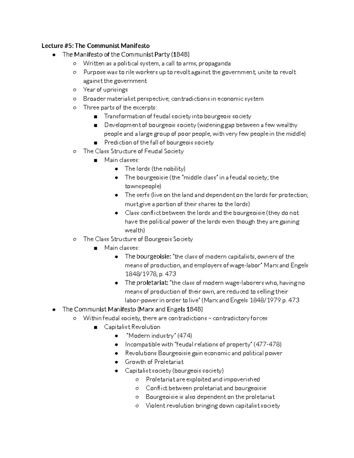 Sociology Lectures 5-6 - Lecture #5: The Communist Manifesto The Manifesto of the Communist ...