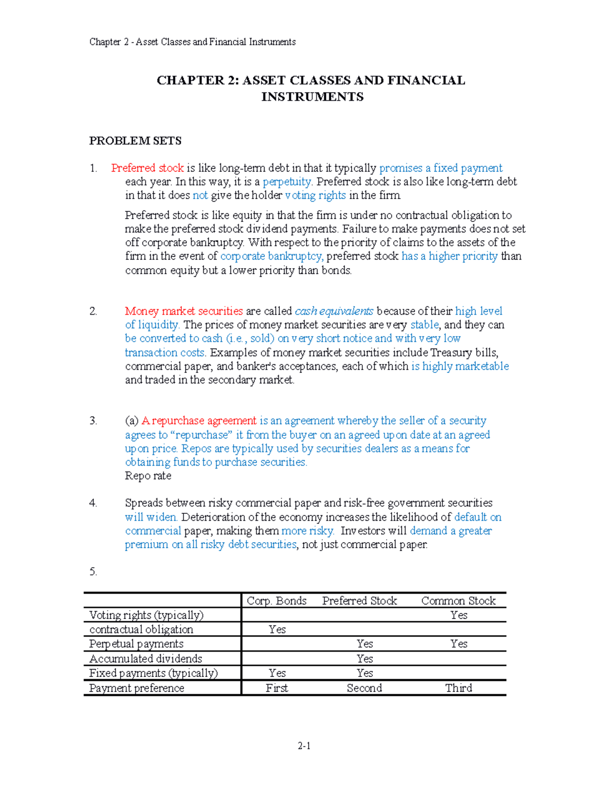 BKM11e Chap 002SMFinal - CHAPTER 2: ASSET CLASSES AND FINANCIAL ...