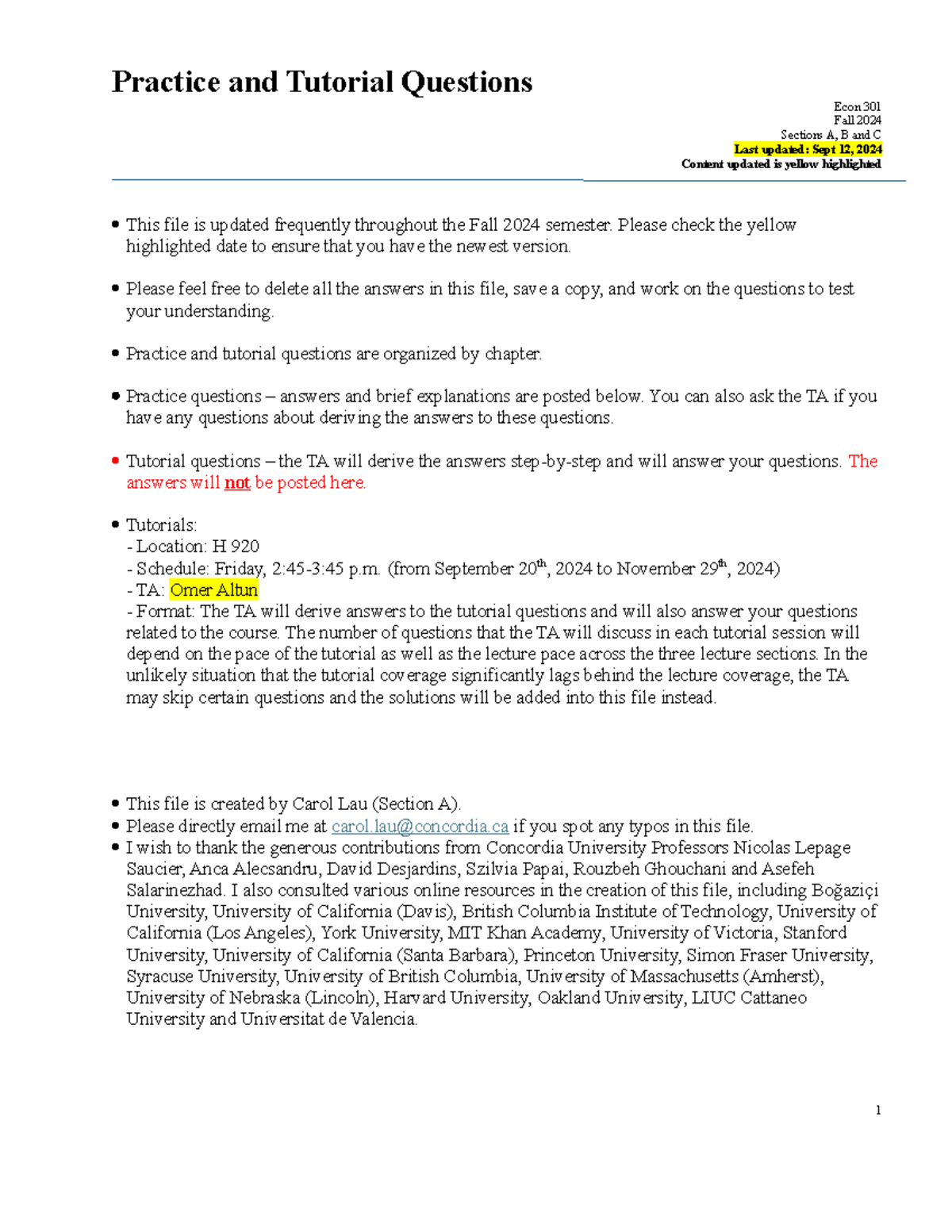 Econ 301, F2024 - Practice and Tutorial Questions - updated Sept 12 - Practice and Tutorial ...