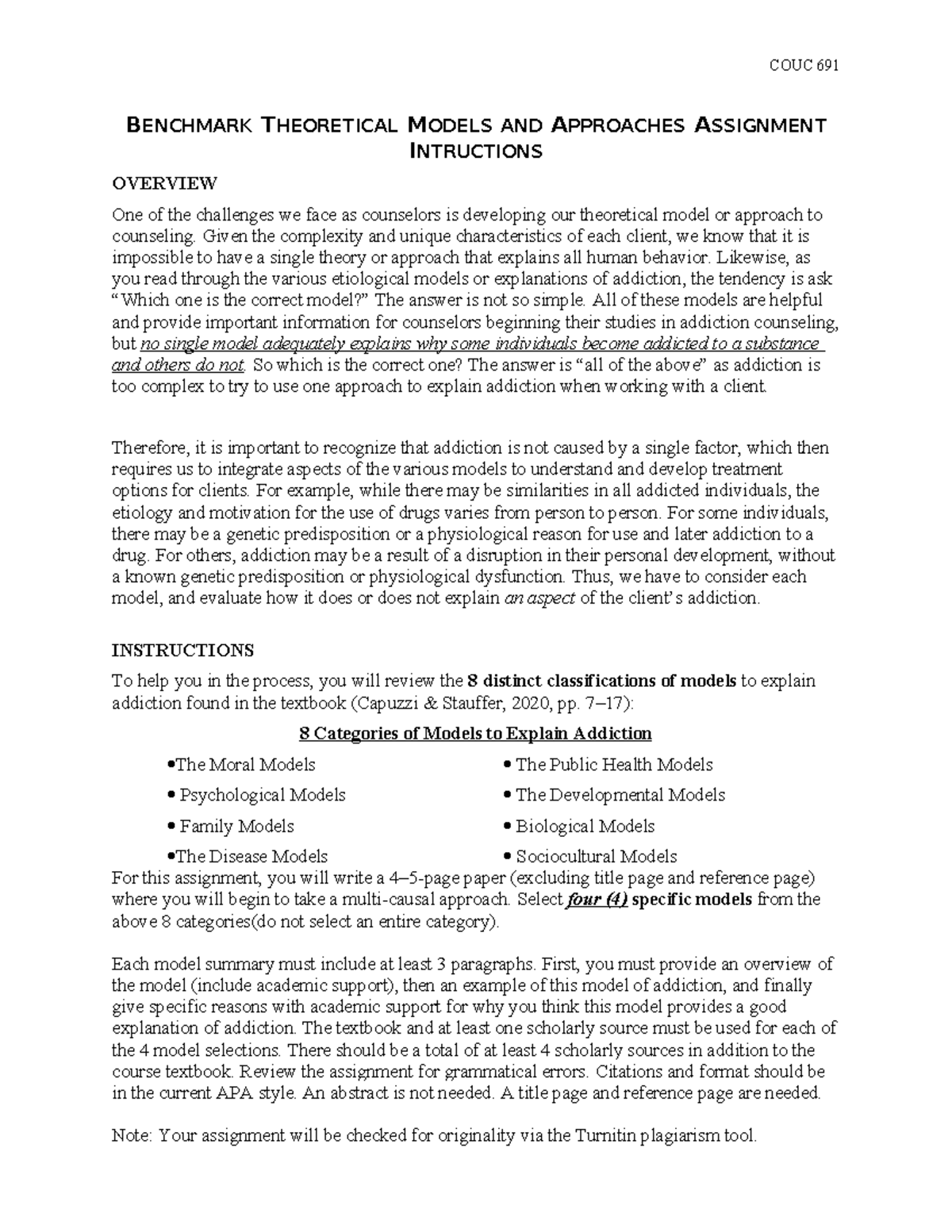 Benchmark Theoretical Models and Approaches Paper Assignment ...
