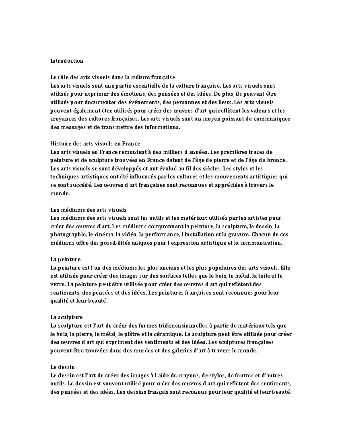 Visual Arts - Introduction Le rôle des arts visuels dans la culture ...