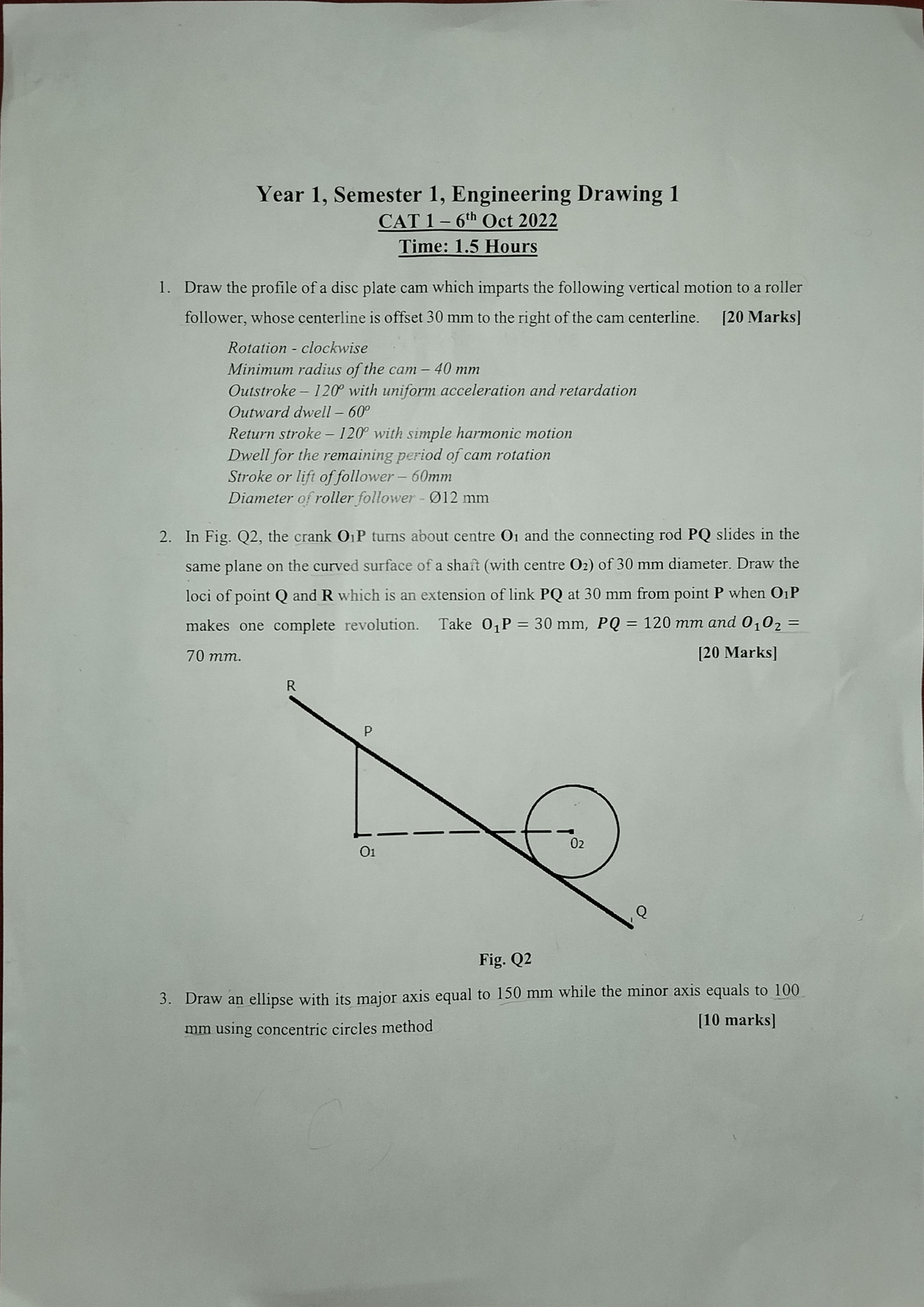 EME 2101 Engineering Drawing 1 - CAT 1 - Mechatronics engineering - Studocu