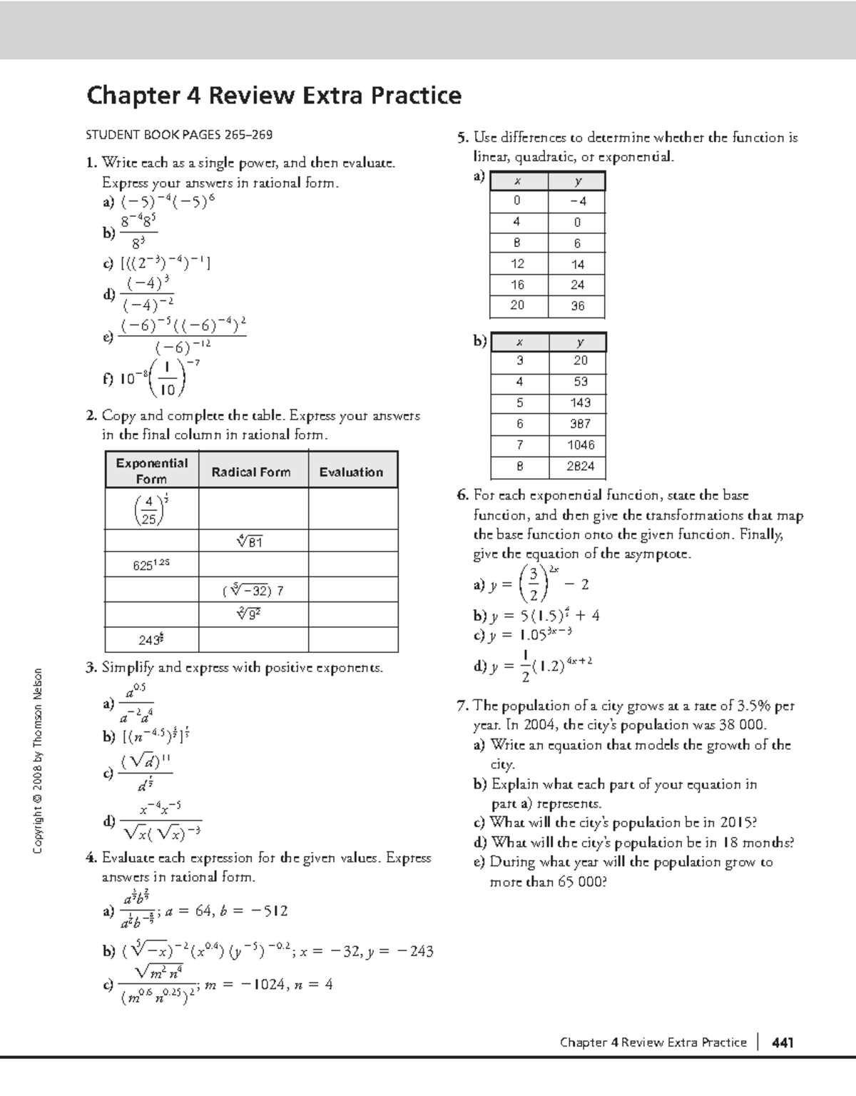 G 11 chapter 4 review - Chapter 4 Review Extra Practice 441 Copyright ...