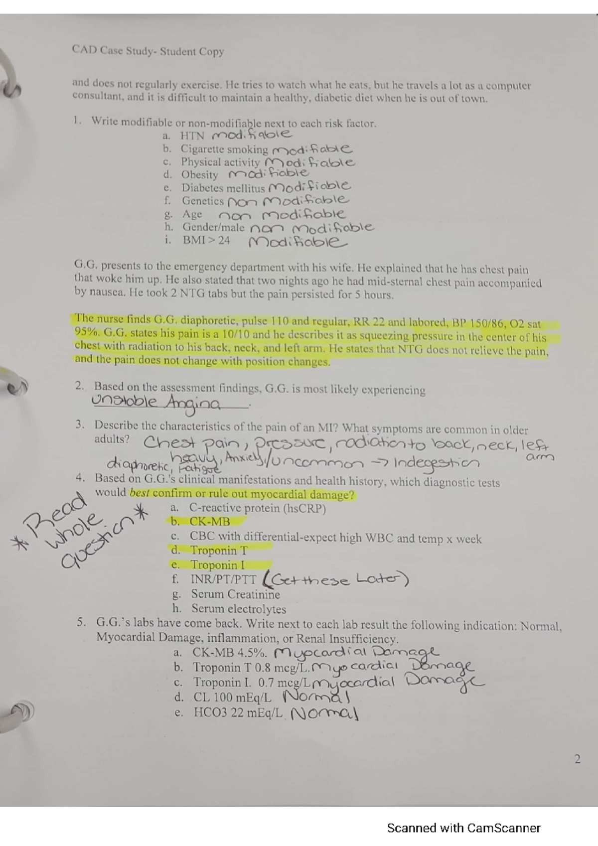 Week 2 case study - NURS223 - Studocu