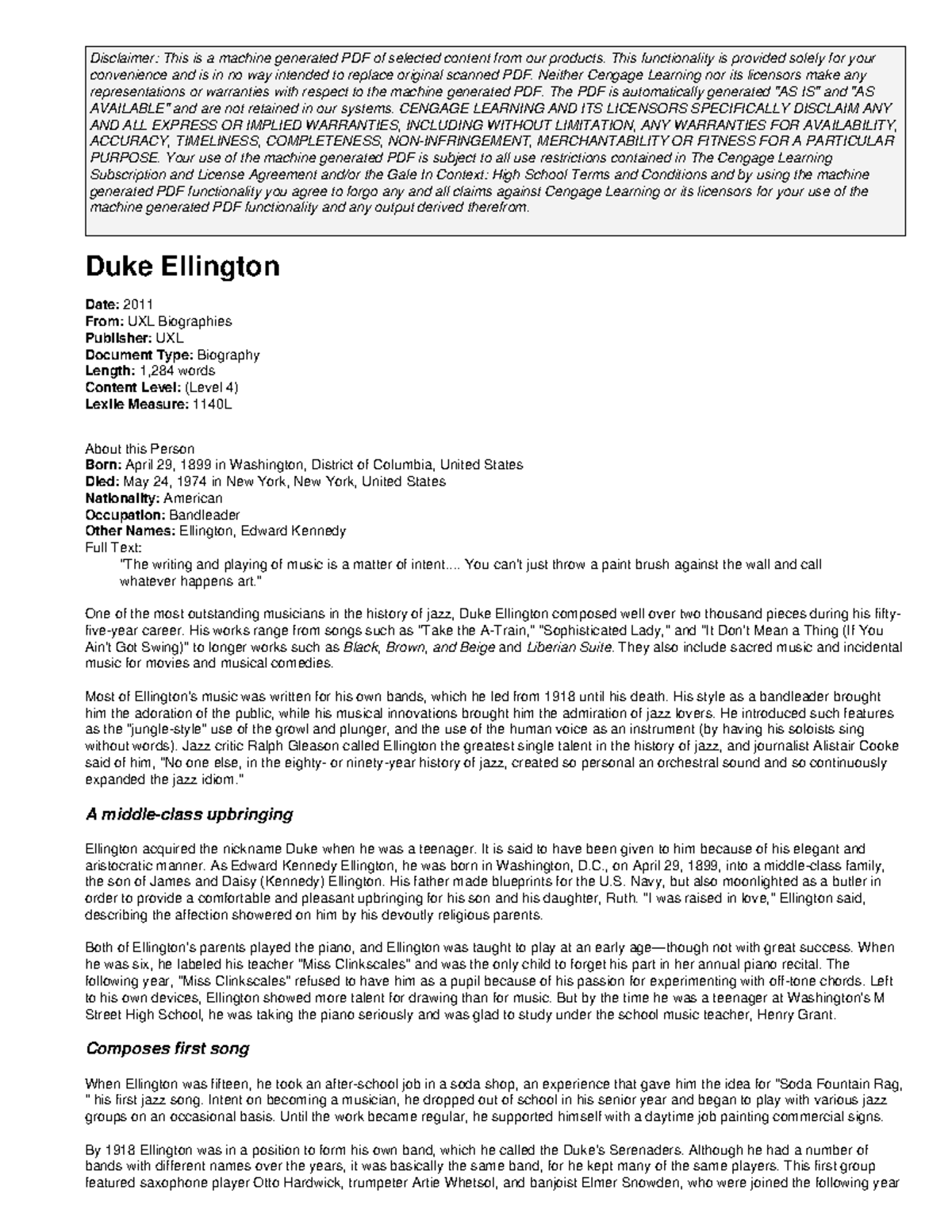 Duke Ellington - duke bio - Disclaimer: This is a machine generated PDF ...