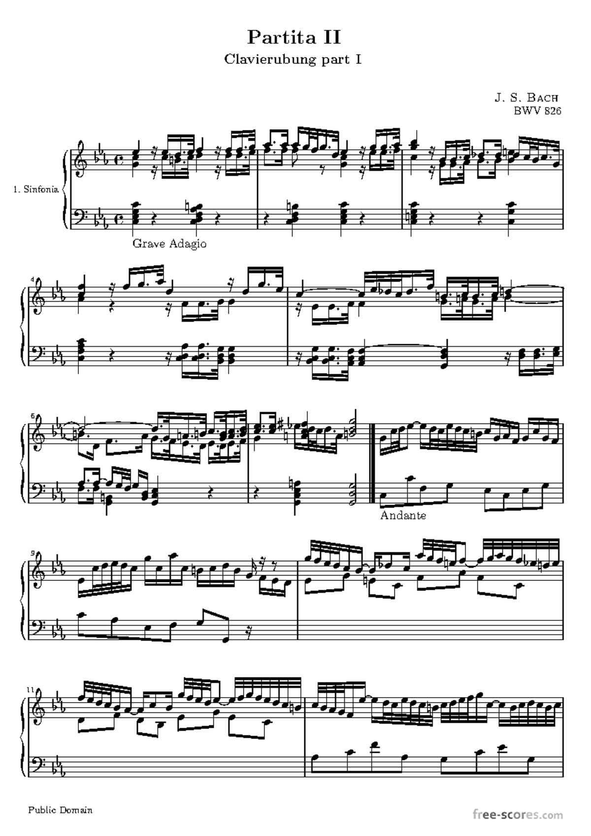 Piano partita Sinfonia do min Johann Sebastian Bach - Public Domain BWV ...