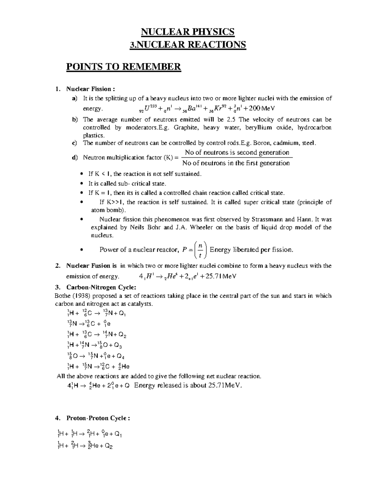 37110 3 Nuclear Fission - NUCLEAR PHYSICS 3 REACTIONS POINTS TO ...