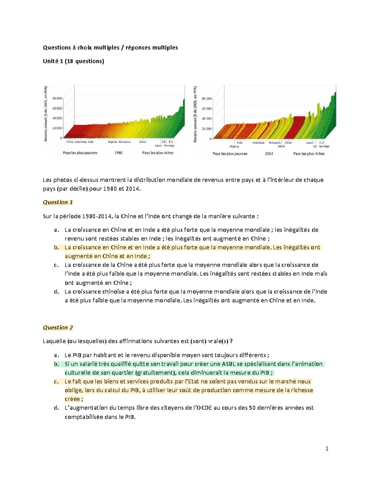 QCM QRM 2020 Unites 1 2 3 Enonce - Questions à choix multiples ...