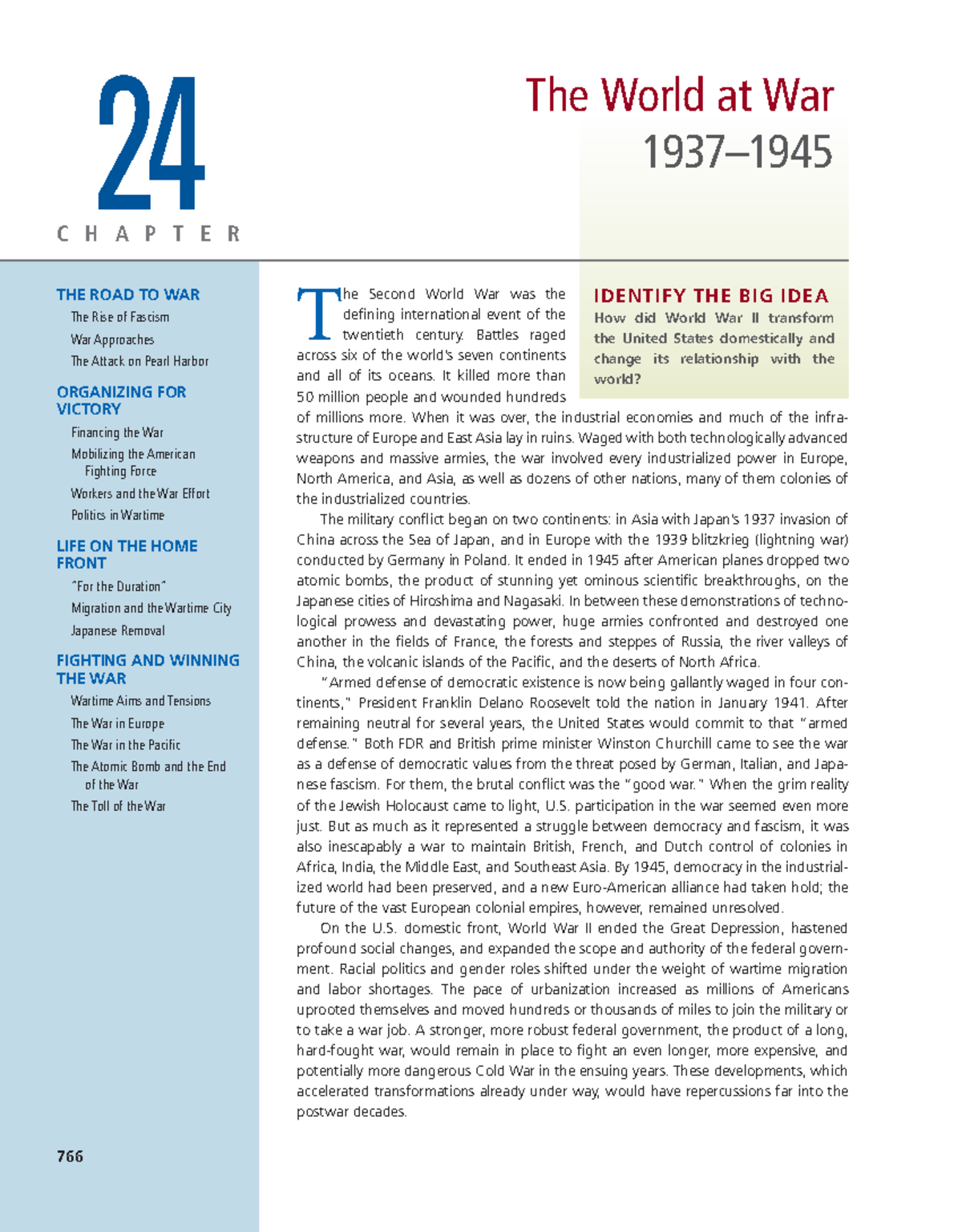 Ch 24 - Ch. 24 - 766 IDENTIFY THE BIG IDEA How did World War II ...