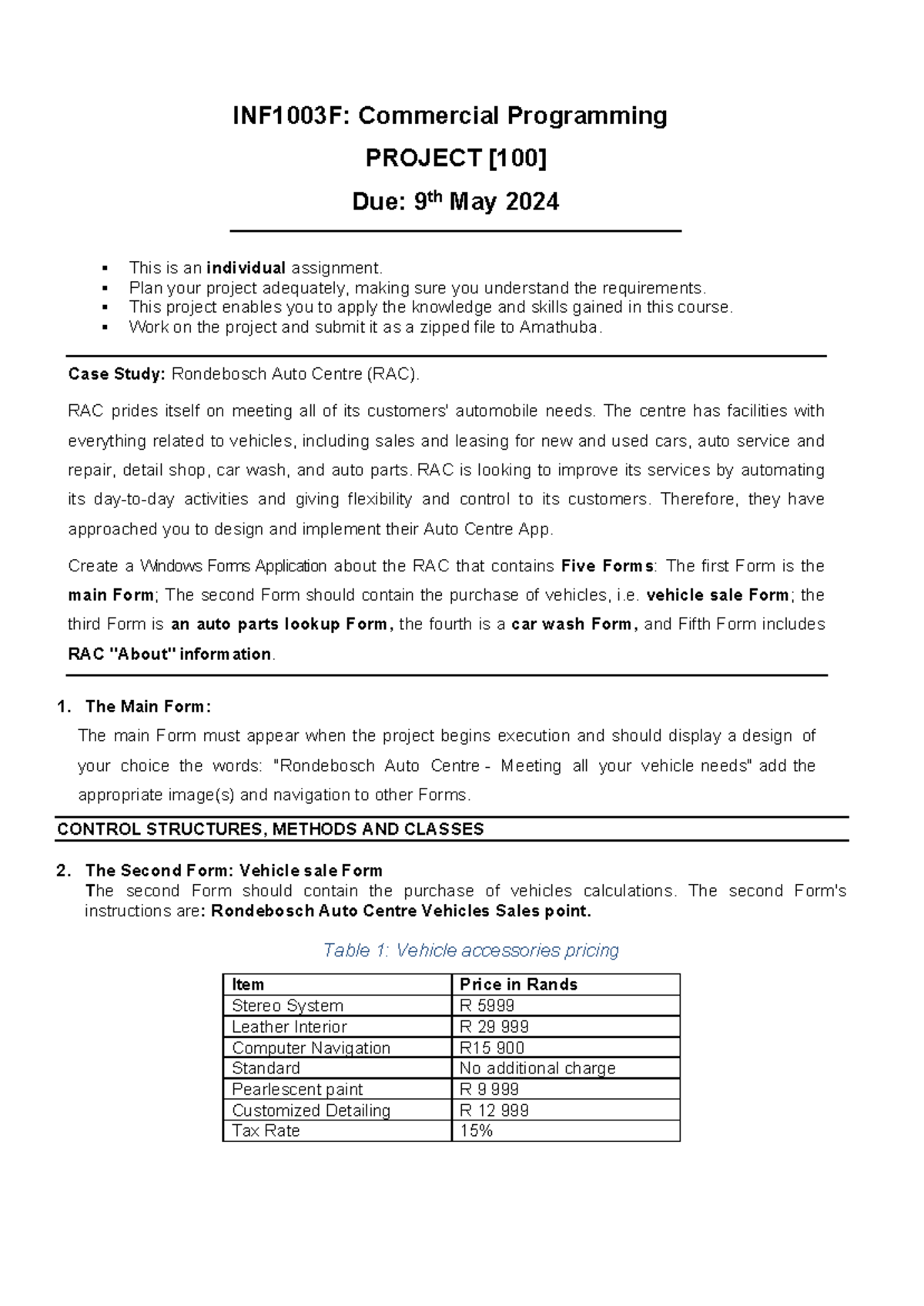 INF1003F- Project 202 - INF1003F: Commercial Programming PROJECT [100 ...