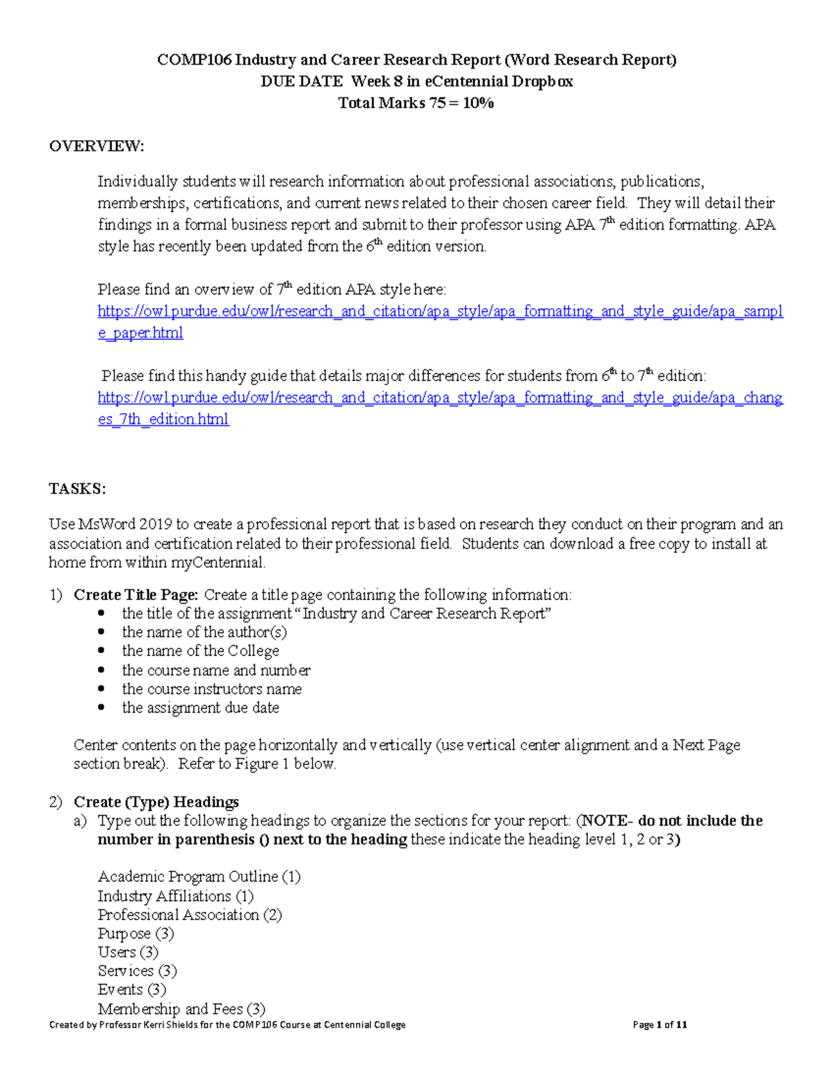 COMP106 Industry and Career Research Report Instructions W21 - COMP106 ...