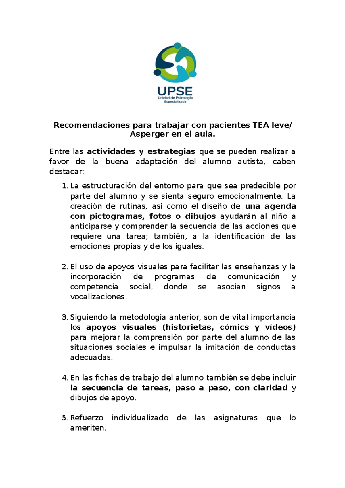 Recomendaciones para el aula - Recomendaciones para trabajar con ...