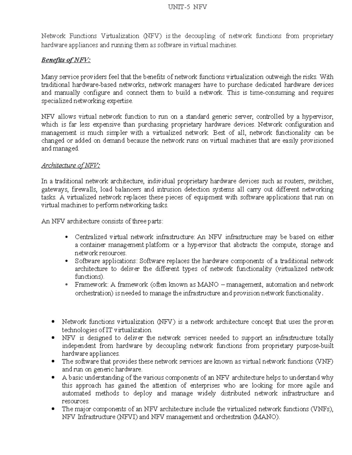 Network technologies 5th unit - UNIT-5 NFV Network Functions ...