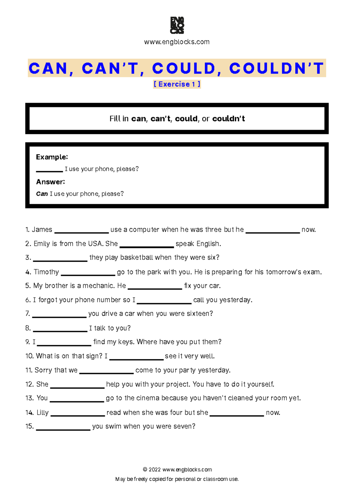 Can cant could couldnt - apuntes inglés - engb ocks C A N , C A N ’ T ...