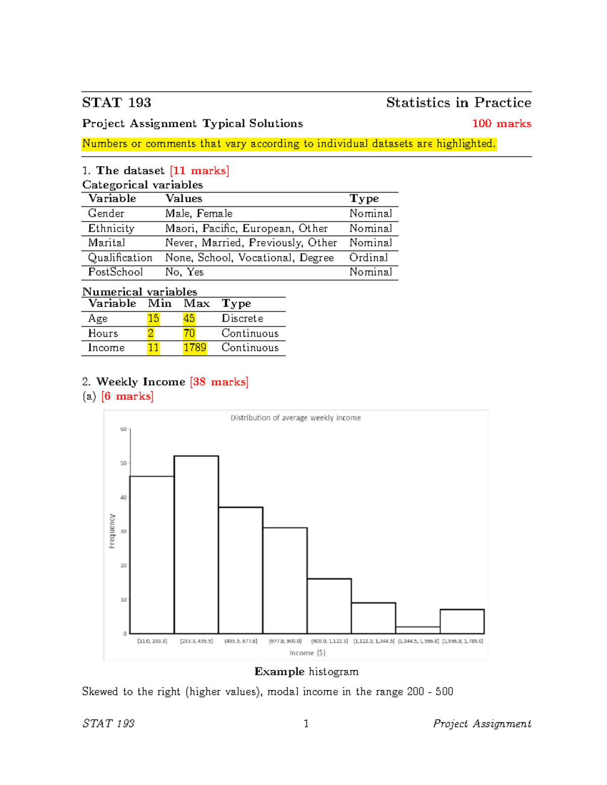 Ass 3 Answers - .... - STAT 193 Statistics in Practice Project ...